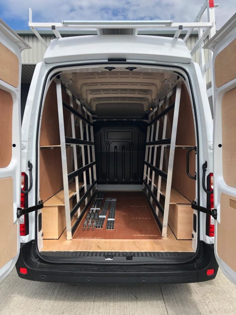 Glazing Van Sales with Fitted Glass Racks and Internal Shelving